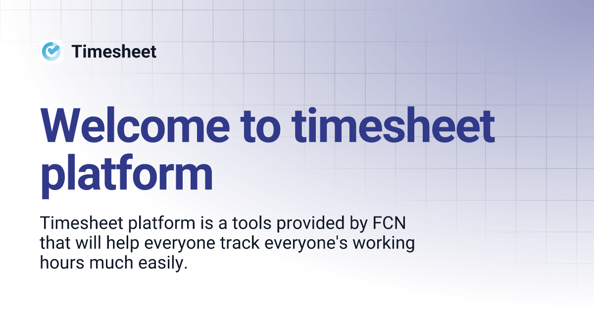 Welcome to timesheet platform | Timesheet