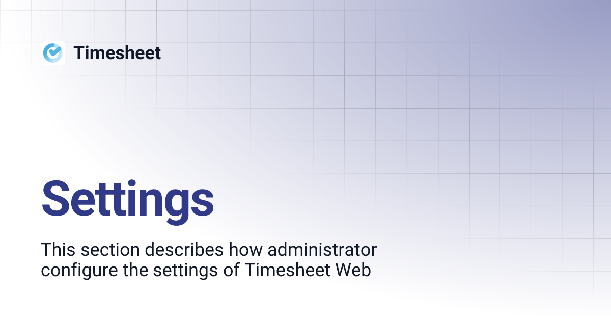 Settings | Timesheet